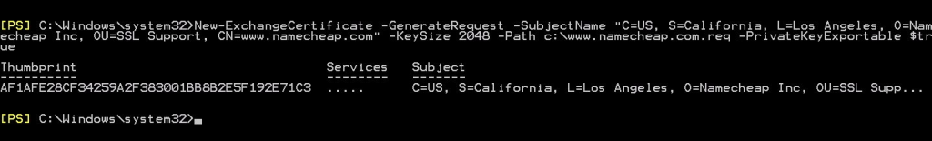 Generating a CSR in Exchange 2007 (PowerShell) – Knowledge Center