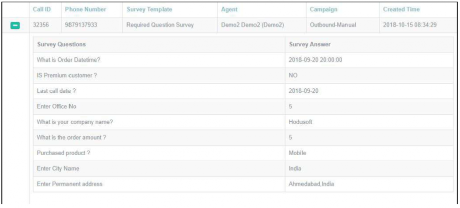 AstriCC Report (Supervisor View) – System Report = Survey Details – Knowledge Center