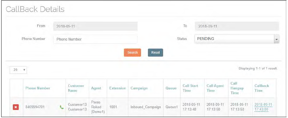 AstriCC Report (Agent View) – Client History and Callback Details – Knowledge Center