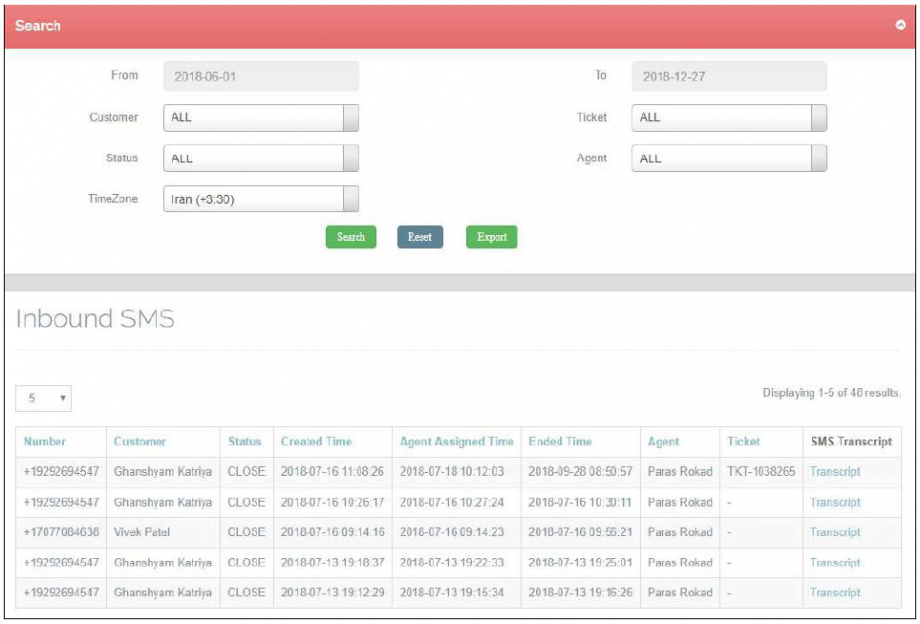 AstriCC Report (Supervisor View) – Campaign Report = SMS Details – Knowledge Center